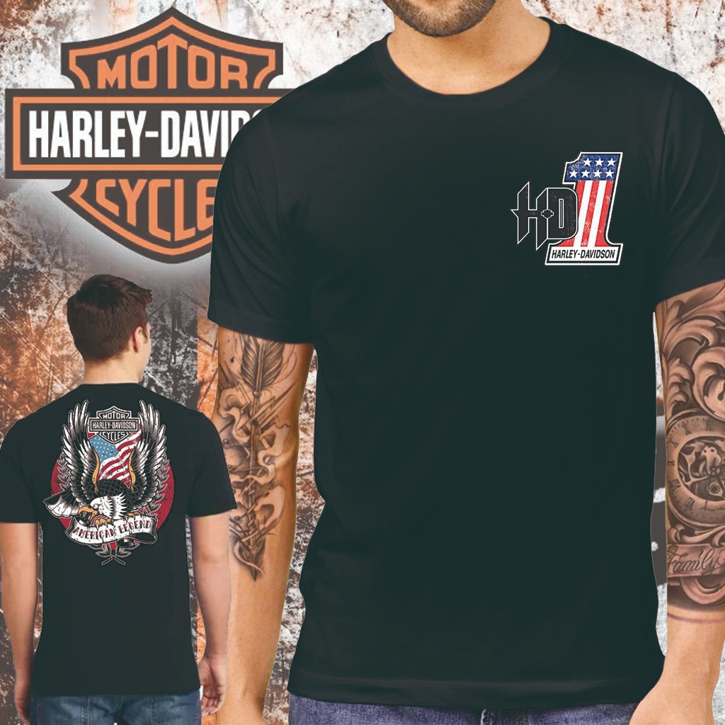 Camiseta Harley Davidson Logo HD1 Preta 100% Algodão | Shopee Brasil