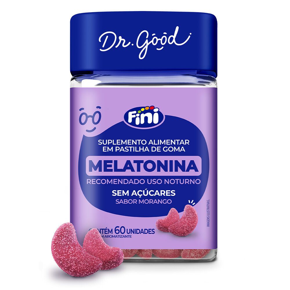 Melatonina Sem Açúcar Sabor Morango 60 Gomas - Fini Dr. Good | Shopee ...