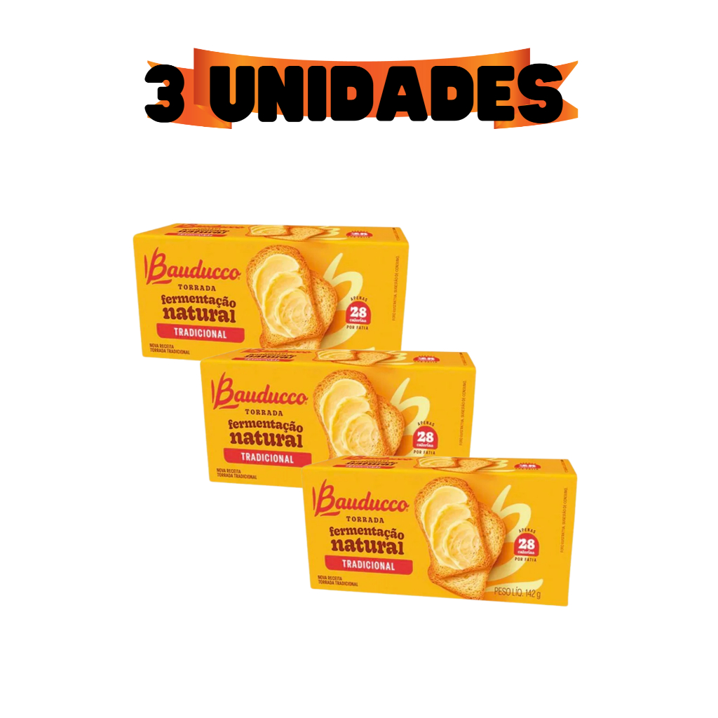 kit 3 Torrada Bauducco Tradicional Pacote com 142g | Shopee Brasil