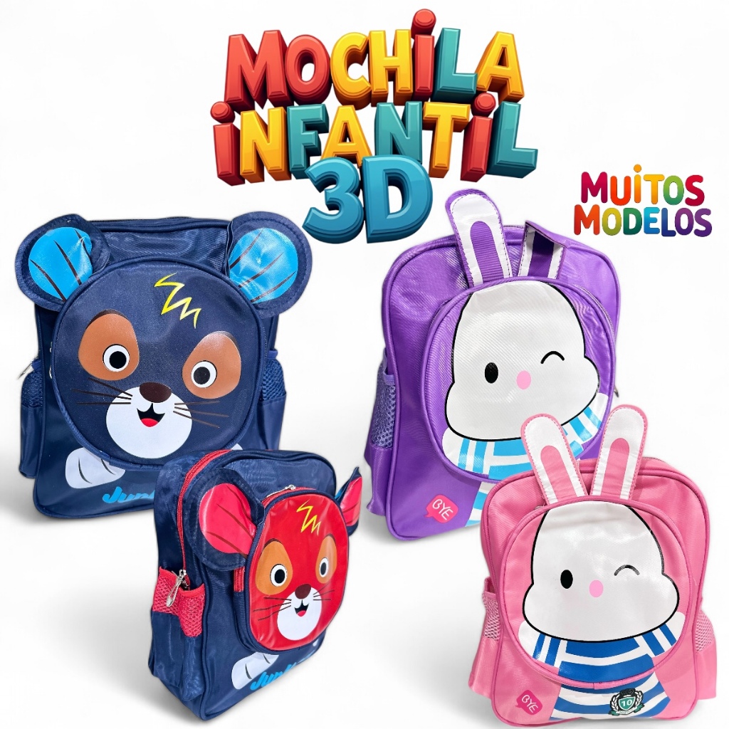 Mochila Infantil Menino e Menina Material Escolar Creche Passeio ...