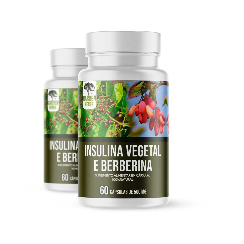 Kit 2 Frascos - Berberina e Insulina Vegetal ( Extrato 100%Natural ) 500 Mg - 60 cápsulas ...
