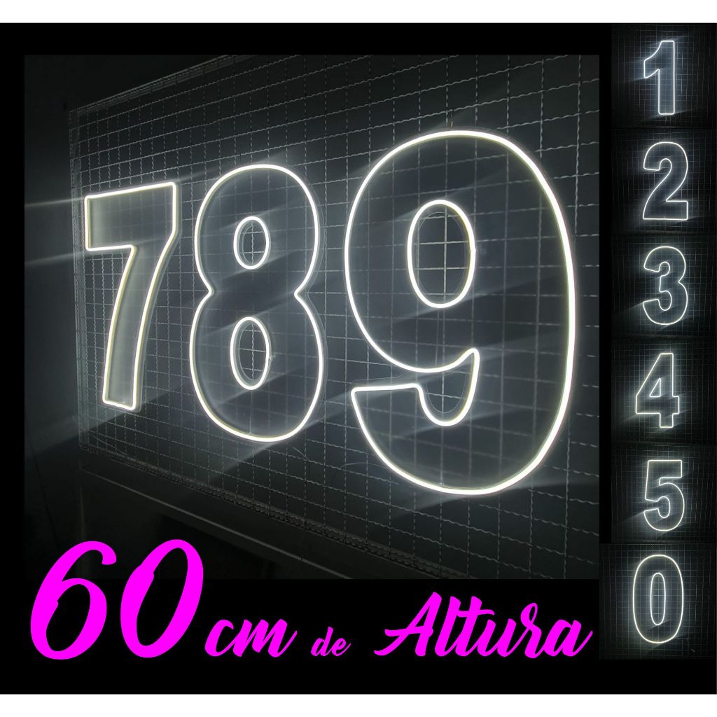 Números led neon 60 cm Altura painel luminoso decoração de festa ...