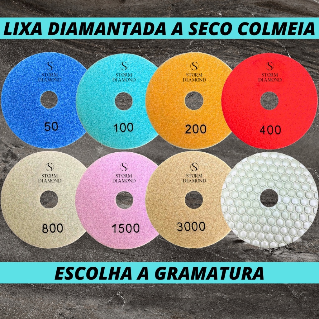 Kit Lixa Diamantada A Seco Colmeia Desbaste Acabamento E Polimento Em ...
