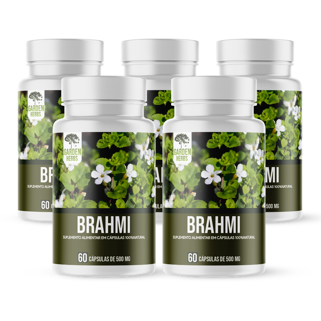 Kit 5 Frascos - Brahmi ( Bacopa Monnieri ) 500 Mg - 60 cápsulas ...