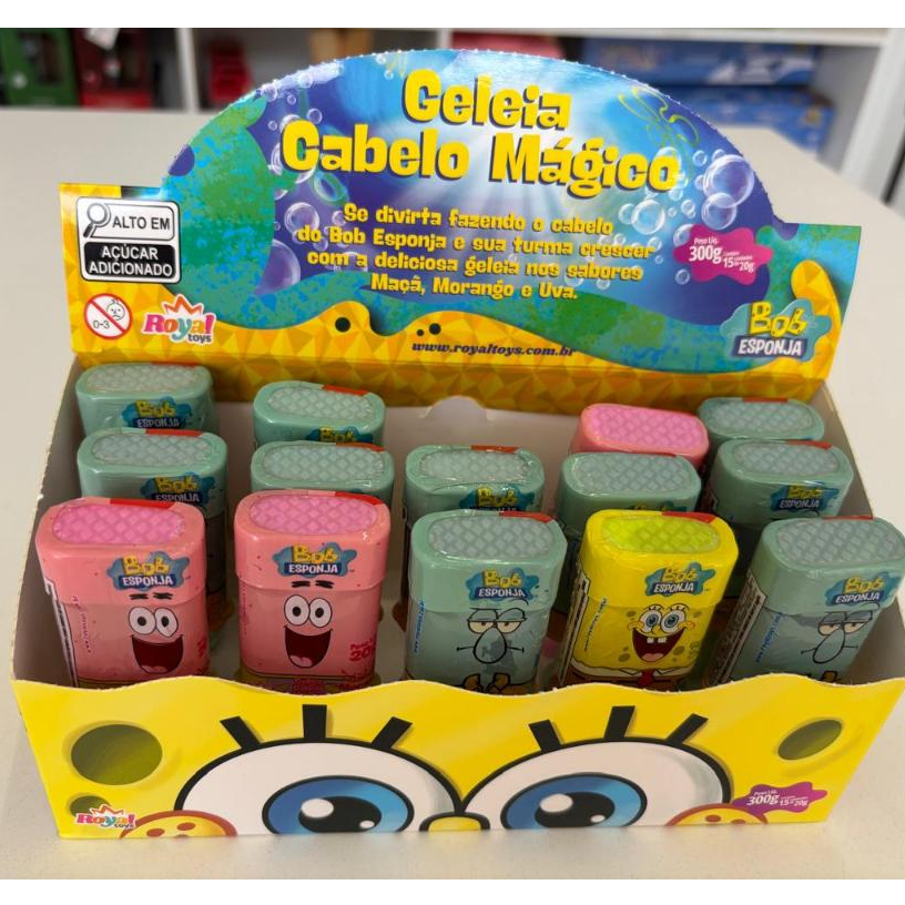 Bala de Geleia Cabelo Mágico Bob Esponja caixa fechada de doce om 15 unidades. | Shopee Brasil