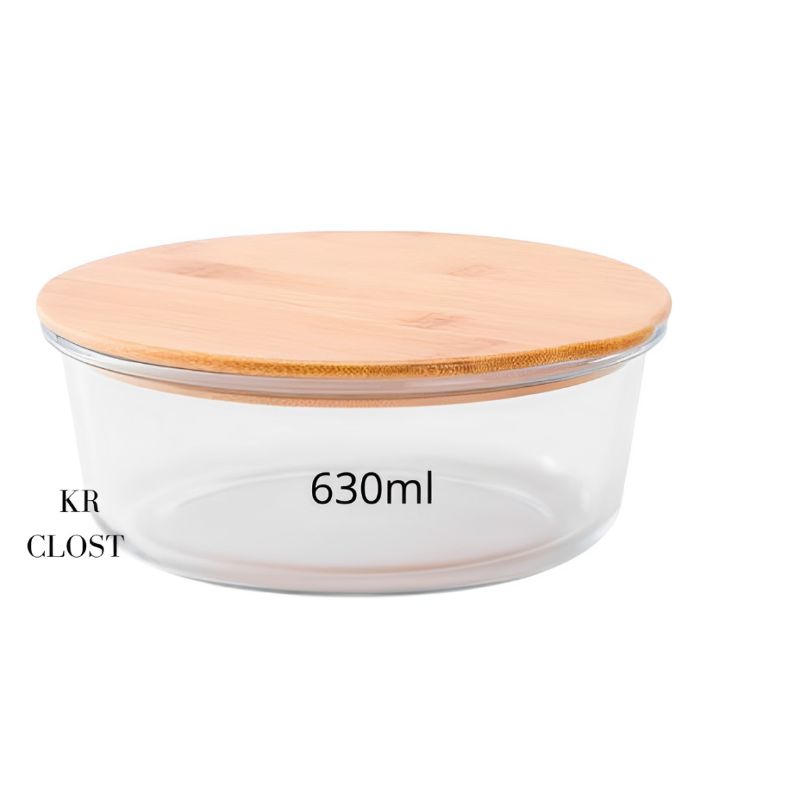 Pote de Vidro Hermético Rendondo com Tampa de bambu Porta Mantimentos Marmita 630ml | Shopee Brasil