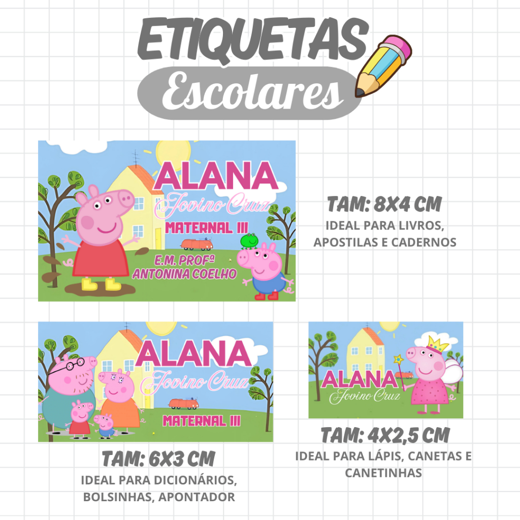 Etiquetas Escolares Peppa Pig Volta As Aulas / Kits Adesivo Material ...