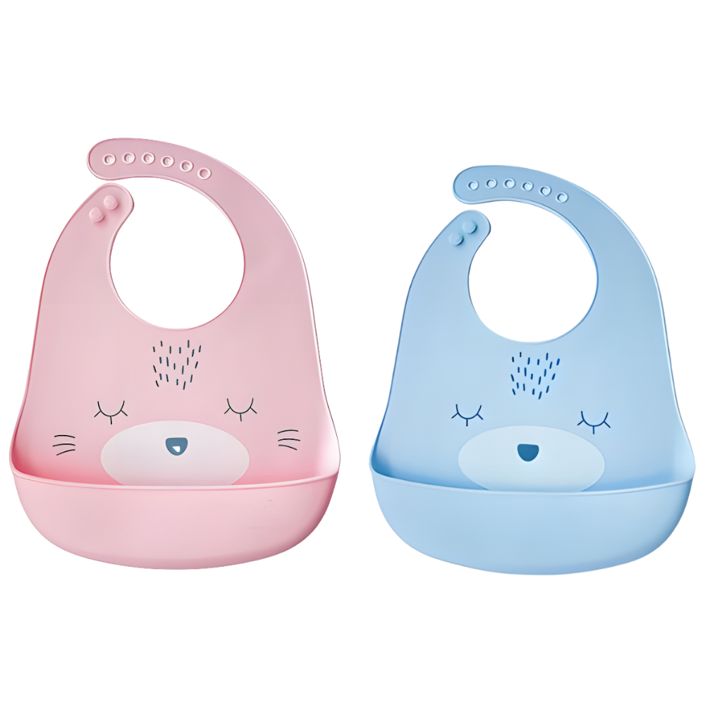 Babador Silicone Impermeável Bolso Coletor Bebê Ajustável | Shopee Brasil