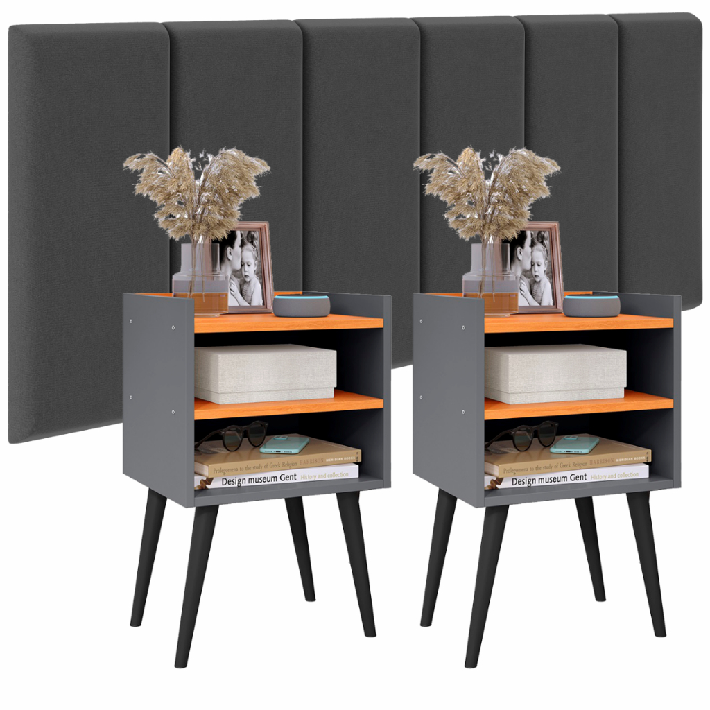 Cabeceira Julia e Kit Nicoli Estilo e Funcionalidade Casal e Queen em ...