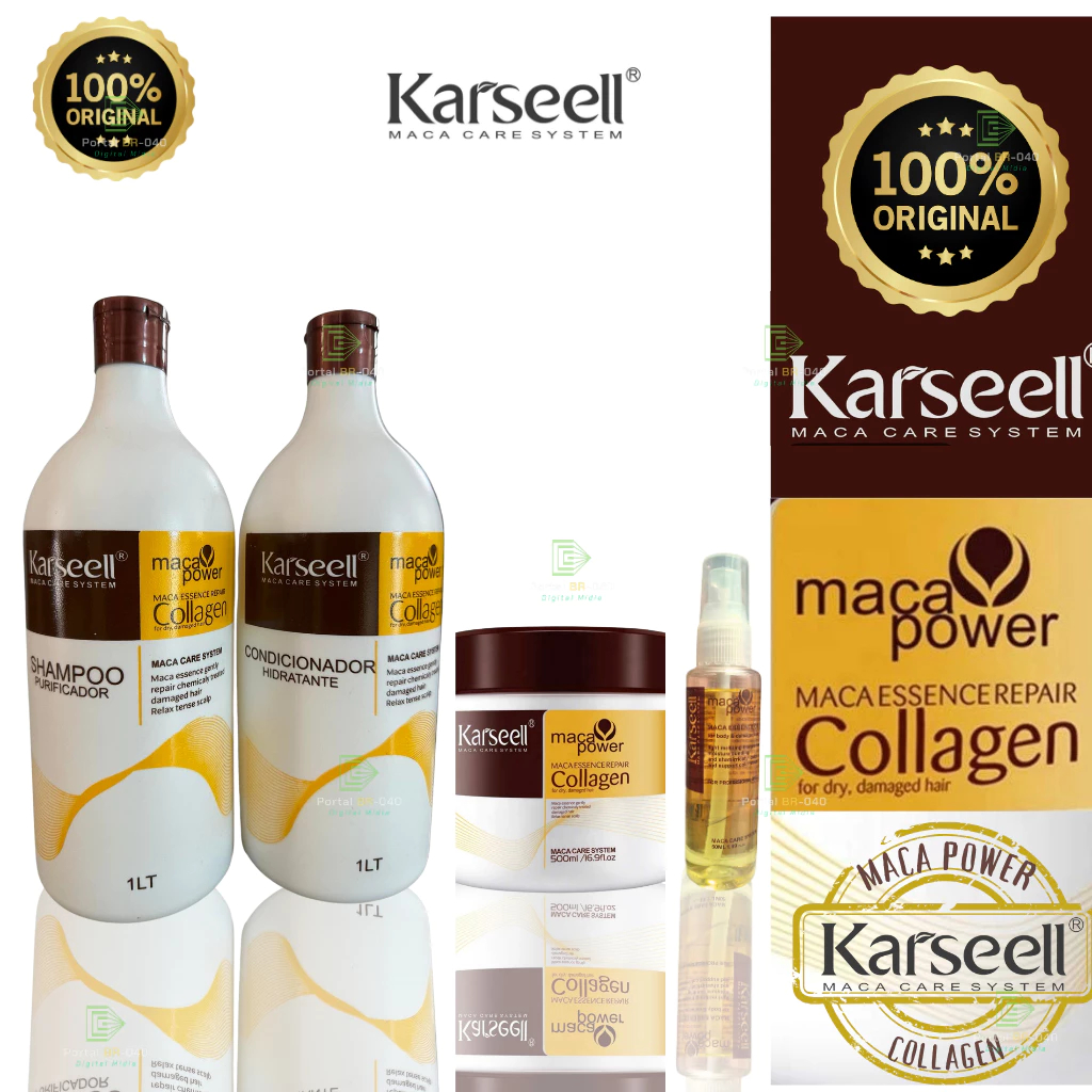 Kit Karseell 4 em 1 Shampoo + Condicionador 1lt + Collagen Máscara ...