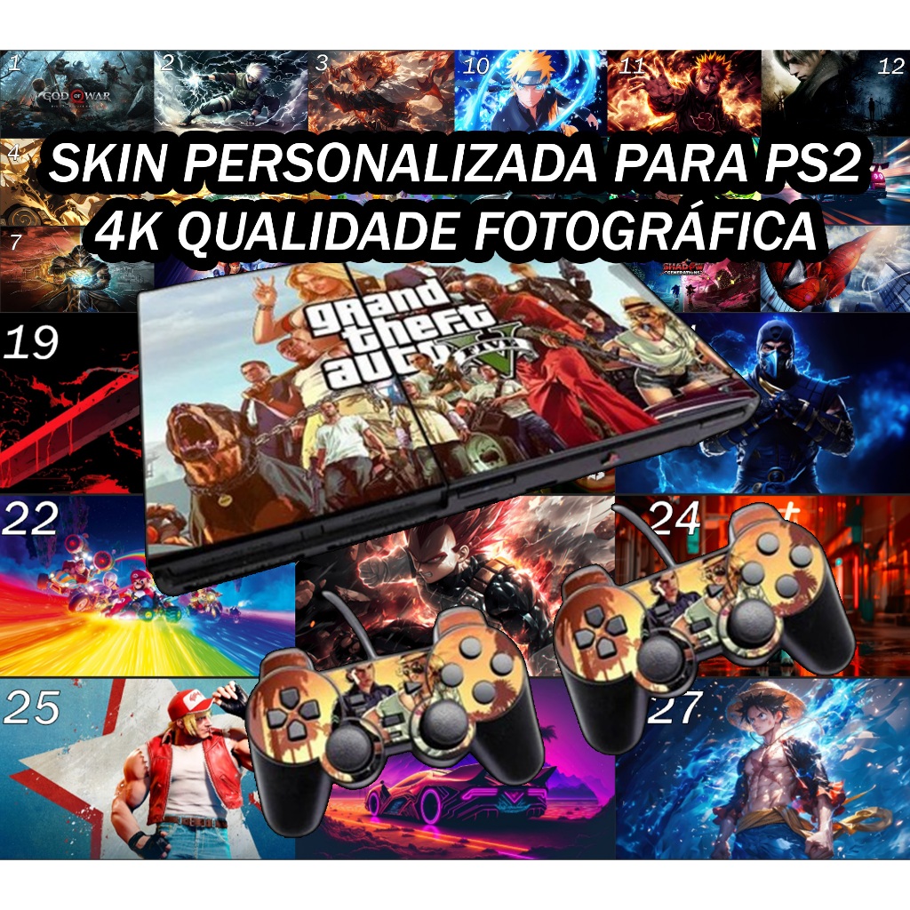 Skin Personalizada 4k para PS2 Slim 7000-9000 SEM BOLHAS Design ...