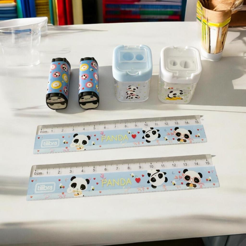 Kit Panda Tilibra -Borracha + Apontador + Régua TILIBRA 2025 | Shopee ...