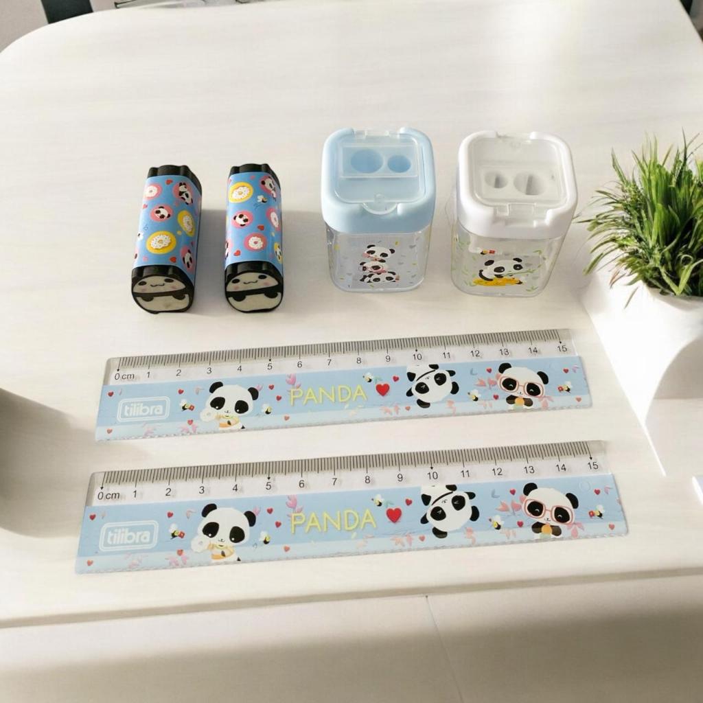 Kit Panda Tilibra -Borracha + Apontador + Régua *TILIBRA 2025 | Shopee ...