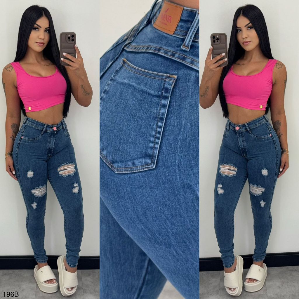 Calça Skinny Feminina Jeans Com Elastano Pimenta Original - Sal e ...