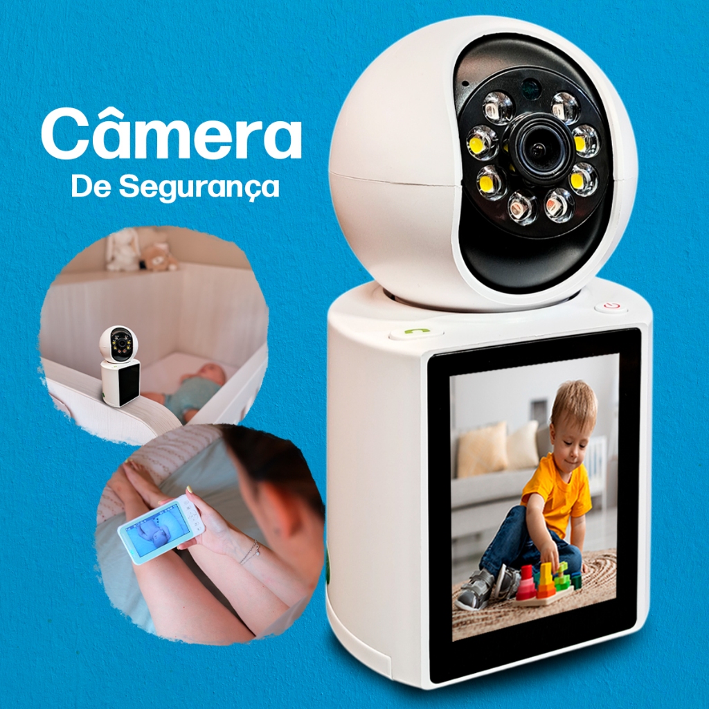 Câmera com Tela Bidireccional Wifi Ip Icsee Visão Noturna Colorida 4MP ...