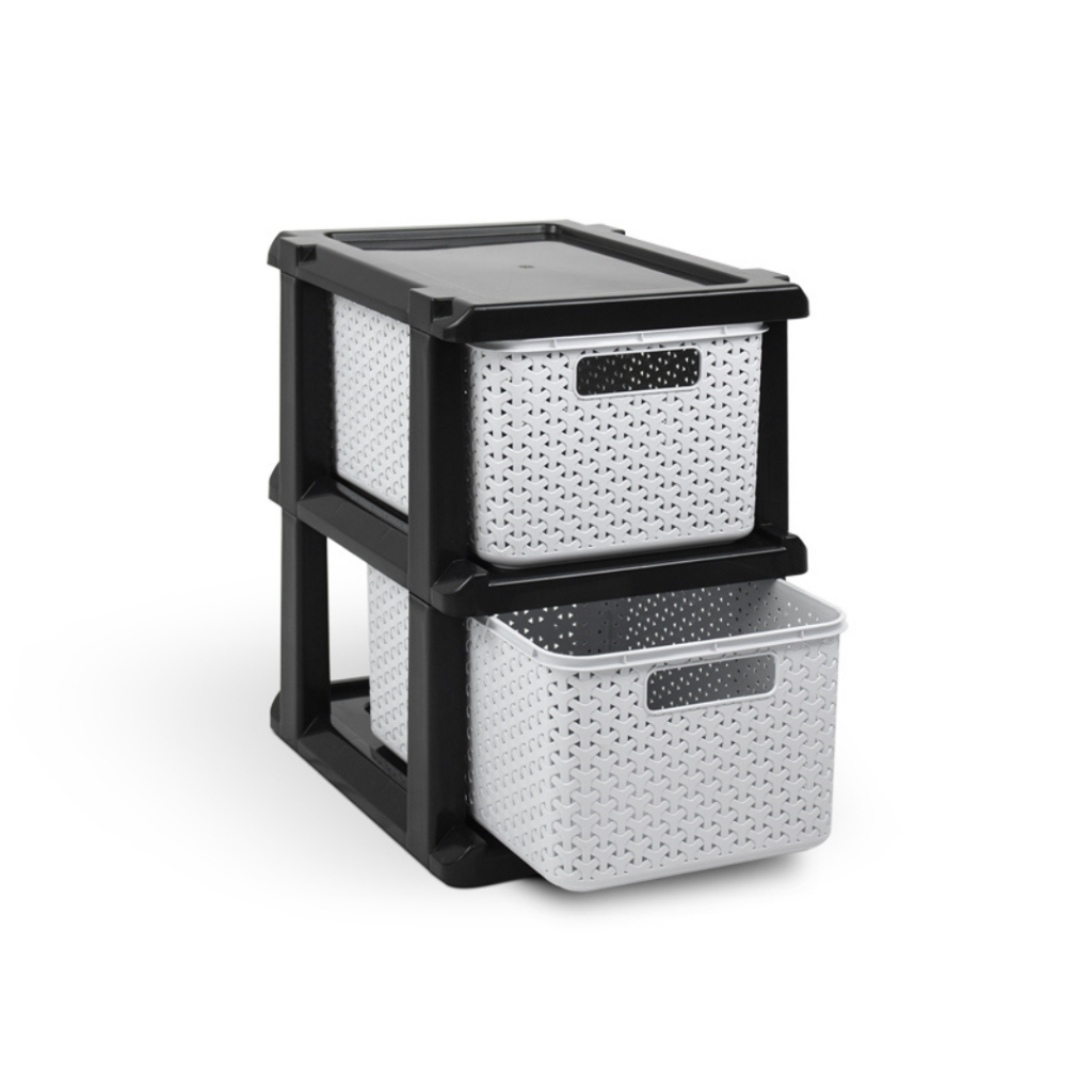 Gaveteiro com 2 gavetas e rodinhas Ratan - 1033 | Shopee Brasil