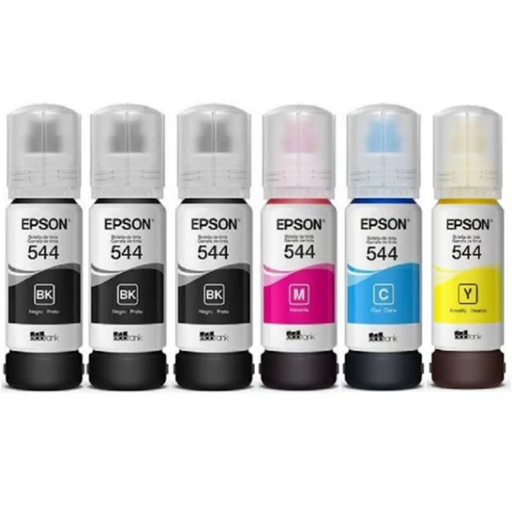 Kit com 6 Refil de Tinta T544 Para L3110/L3150/L3210/L3250 BK/C/M/Y | Shopee Brasil