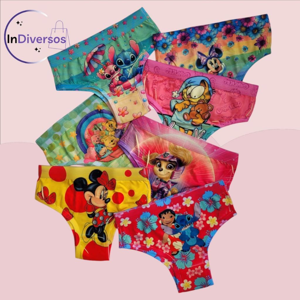 Kit Calcinha Infantil Feminina Sublimada 03-10 anos | Shopee Brasil