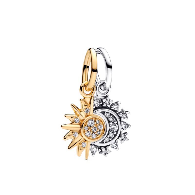 Berloque Duplo Sol E Lua Em Prata 925 | Shopee Brasil