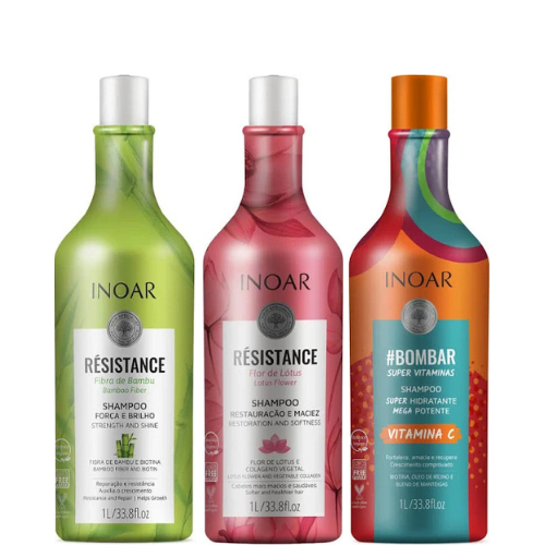 KIT INOAR 3 SHAMPOO(FIBRA DE BAMBU1L+FLOR DE LÓTUS1L+BOMBAR1L) | Shopee ...