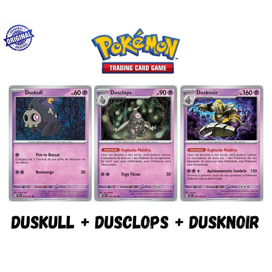 Kit Cartas Pokémon Duskull Dusclops Dusknoir Pokemon TCG Original em ...