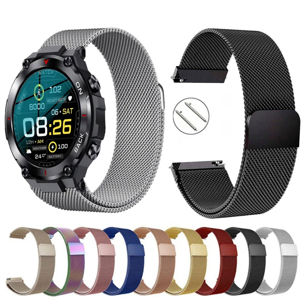 Pulseira de 22mm milanesa aço inox para Smartwatch Melanda K37 de ...