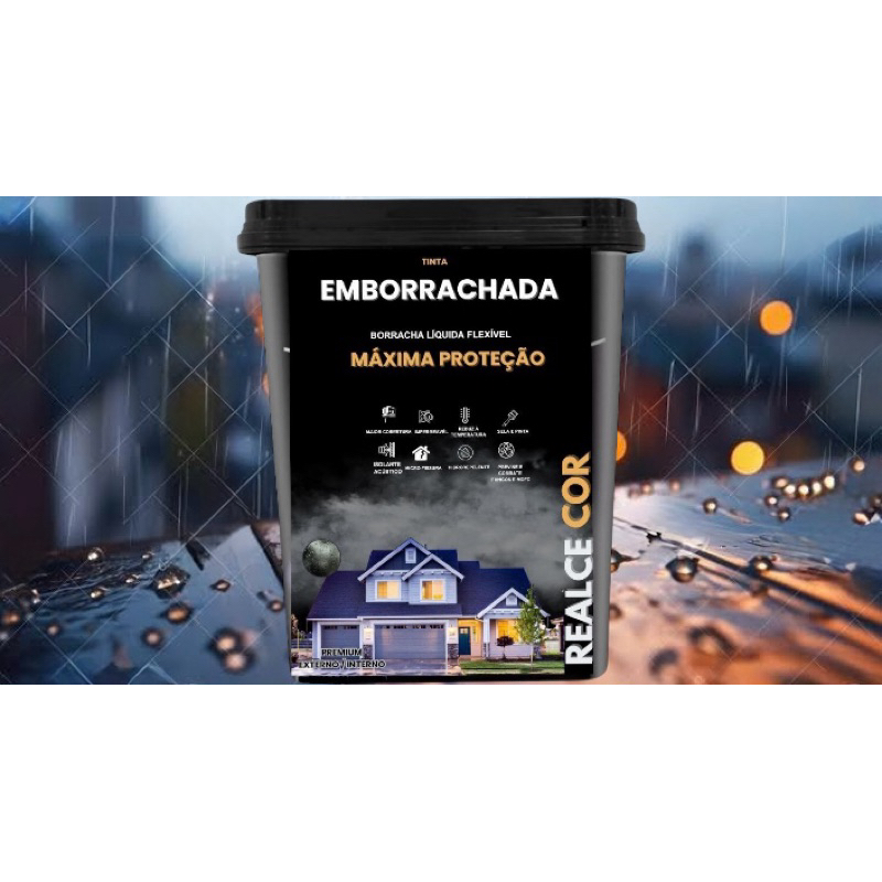 Tinta Emborrachada Borracha Líquida 14KG REALCECOR Parede, Laje, Reboco ...