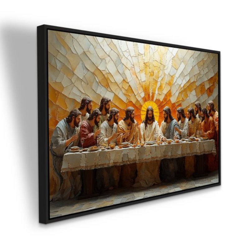 Quadro Decorativo santa ceia última ceia arte sacra dourada Tam.112x80 ...
