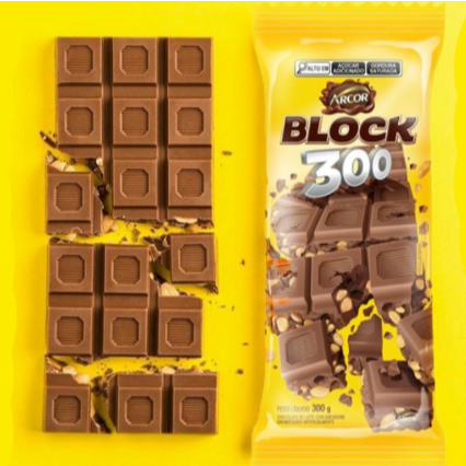 Chocolate Com Amendoim Block Barra 300G - ARCOR | Shopee Brasil
