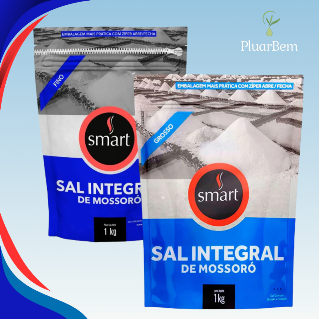 KIT 2 Unidades Sal FINO + GROSSO Integral Marinho de Mossoró 1kg Smart ...