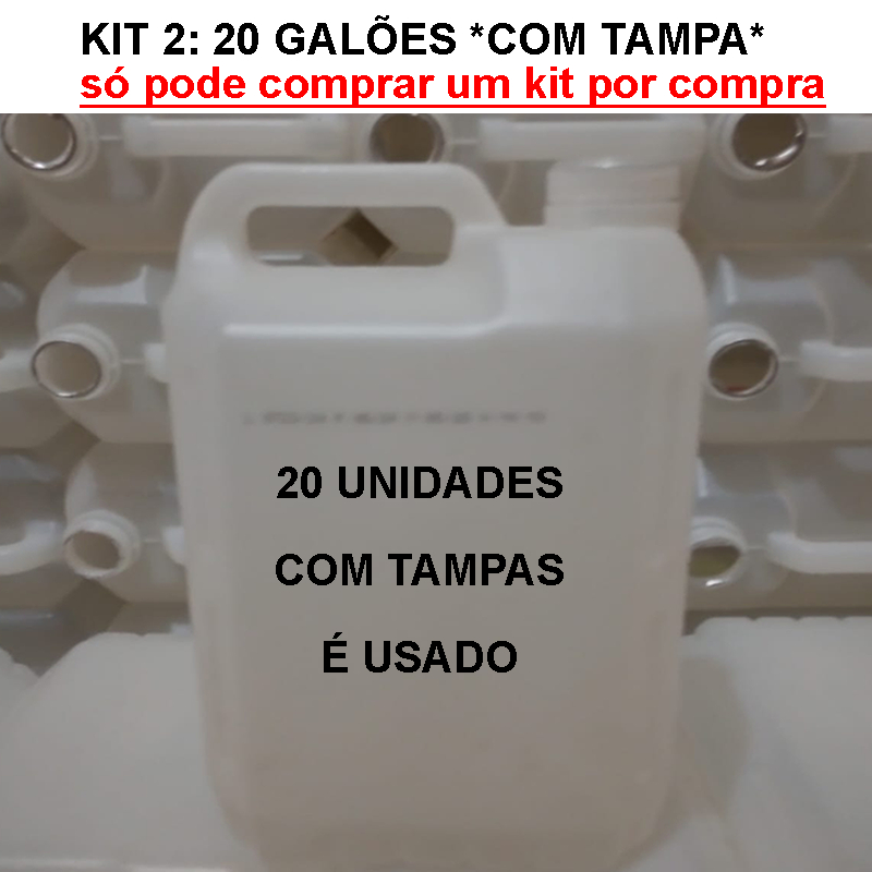 Kit Com 20 Galão de 5 Litros com Tampas, bobona 5 litros, galão ...