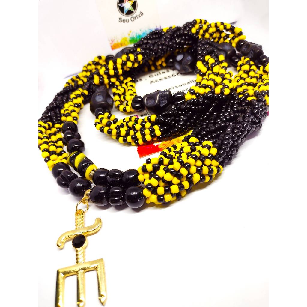 Exú Brajá 7 Fios c/ Pingente (LINHA MIÇANGA) 60 CM | Shopee Brasil