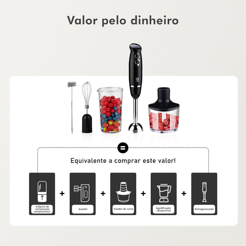 Kit Mixer e Processador 4 em 1 Para Diversos Alimentos 600W | Shopee Brasil