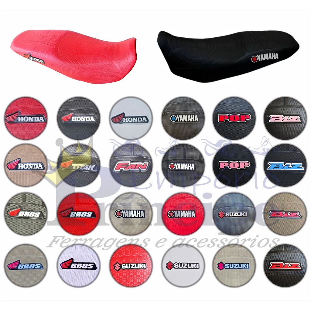 Capa de banco de moto emborrachada logo 3D CG Titan Fan Bros YBR Factor ...