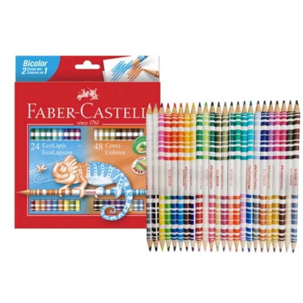 Lapis de cor (redondo) Ecolapis Bicolor 48 Cores - Faber-Castell ...