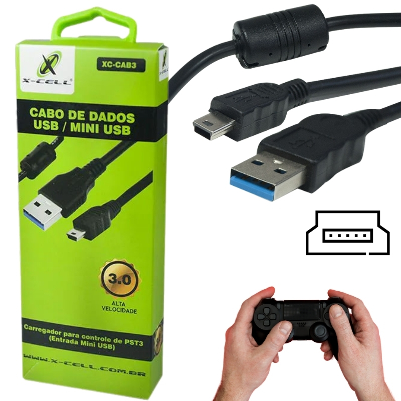 Cabo Mini Usb V3 Com Filtro Ps3 Controle Gps Hd 1,80 Metros | Shopee Brasil