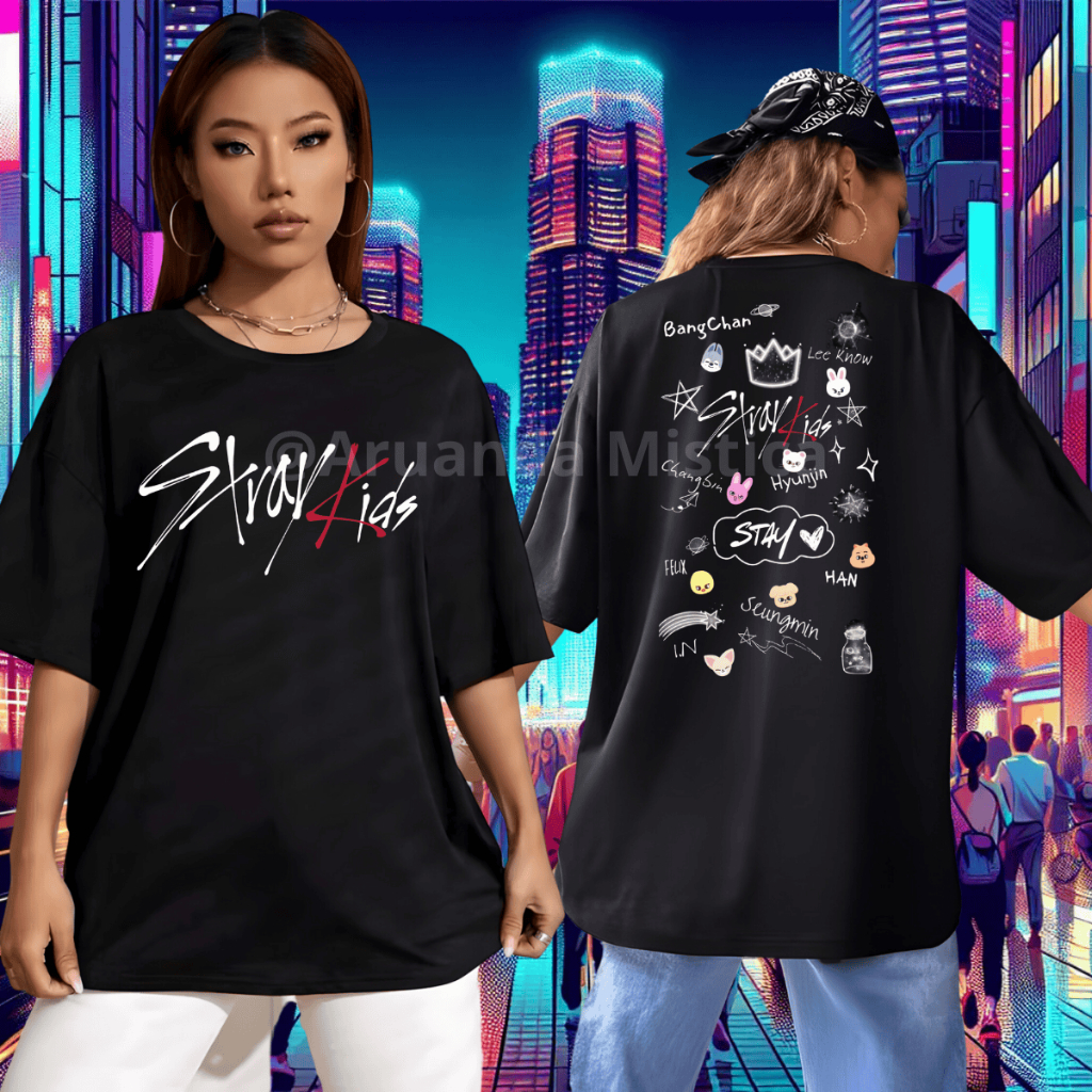 Camiseta Oversized Stray Kids Kpop Skz Skoo Chibli Fofos Szoo Cute ...