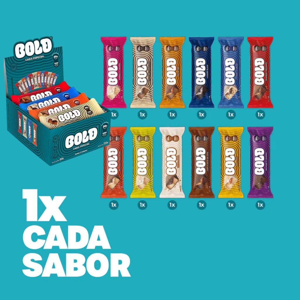Barra de Proteína Bold Bar (Caixa Especial 12 Sabores) - 12un x 60g cada (720g) - Bold Snacks ...