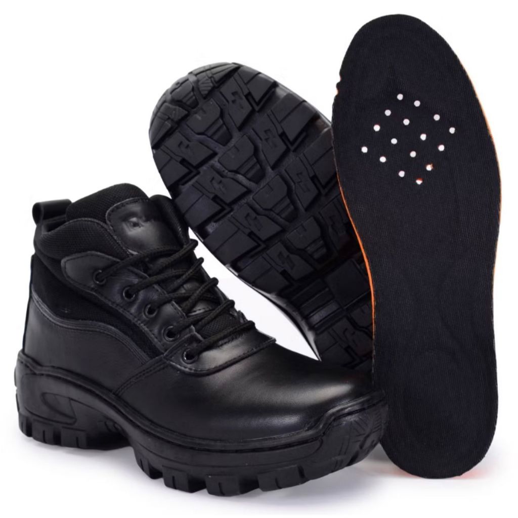 Bota Preta de Segurança de Couro Masculina com Proteção CA ...