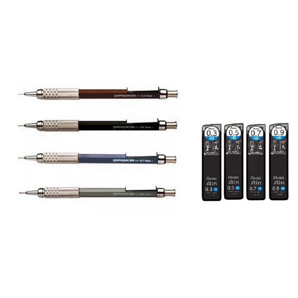 KIT LAPISEIRA PENTEL GRAPHGEAR 500 0,3 0,5 0,7 0,9+kit ain stein HB ...