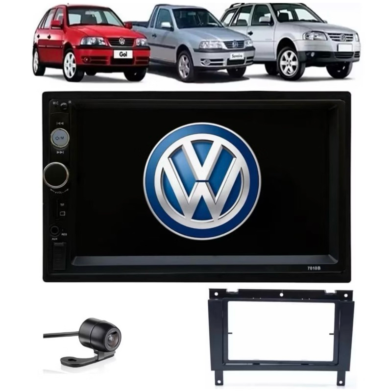 Central multimidia Gol G3 1999 200 2001 2002 2003 2004 2005 + Moldura câmera de ré espelha ...