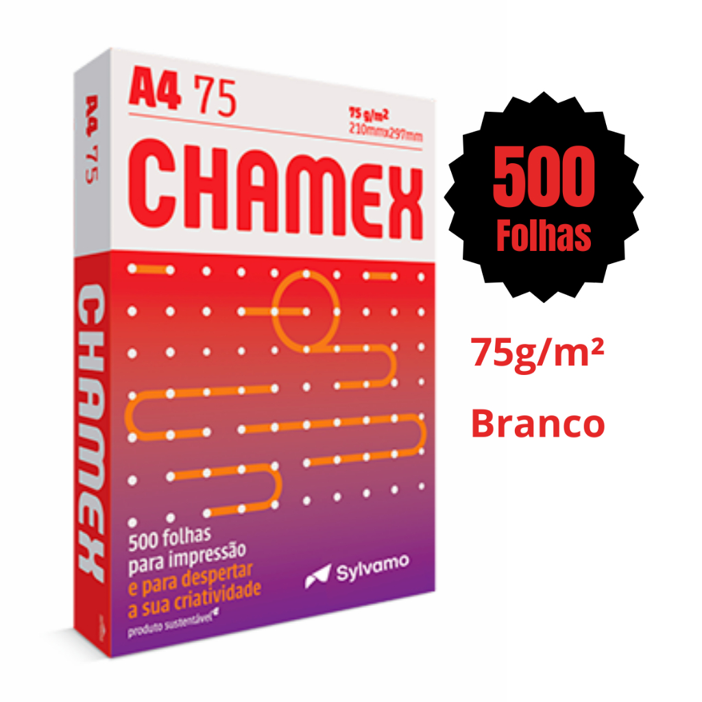 Chamex Resma 500 Folhas Papel A4 Branco 75g | Shopee Brasil
