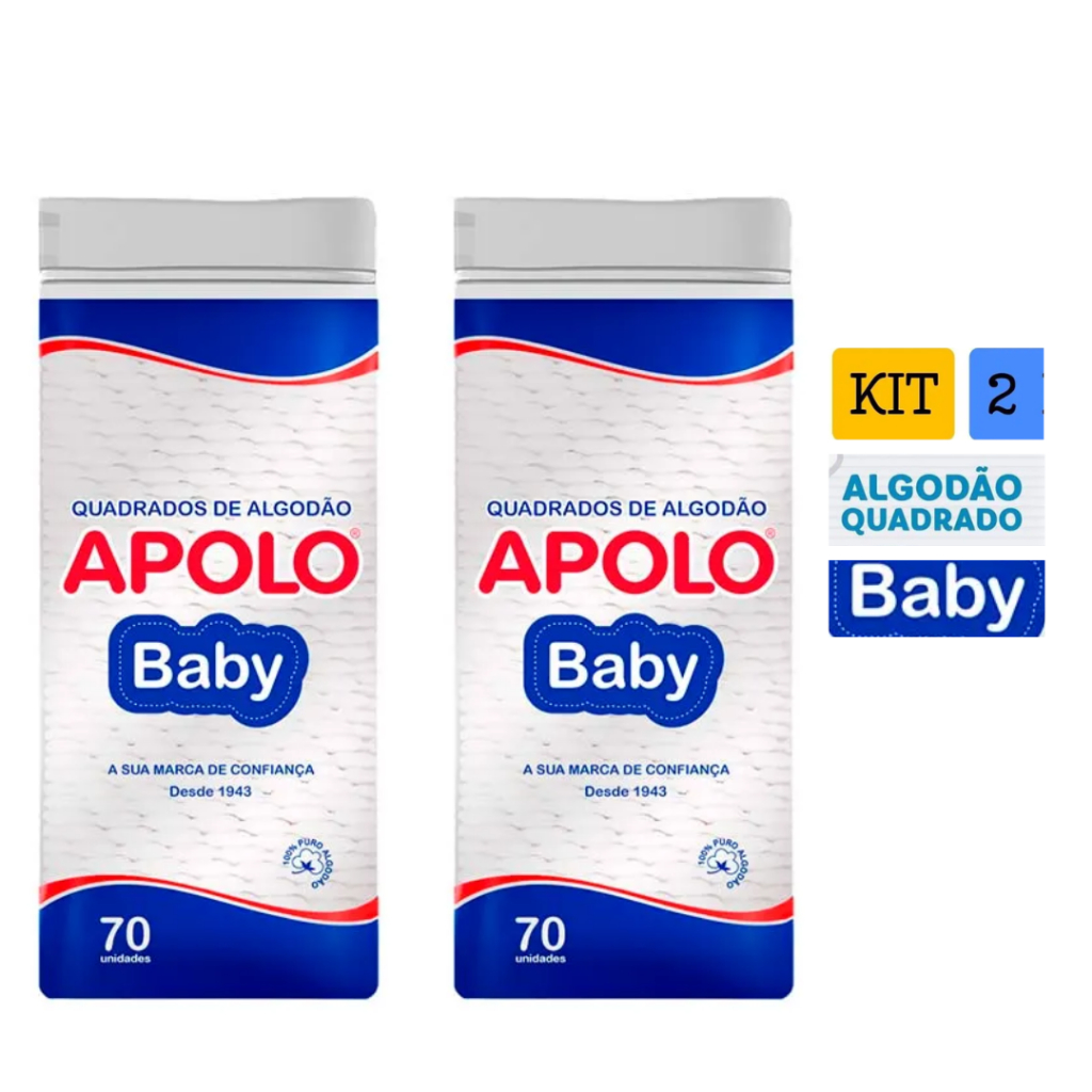 Kit 2 Algodão Quadrado Apolo Baby 70 Unidades | Shopee Brasil