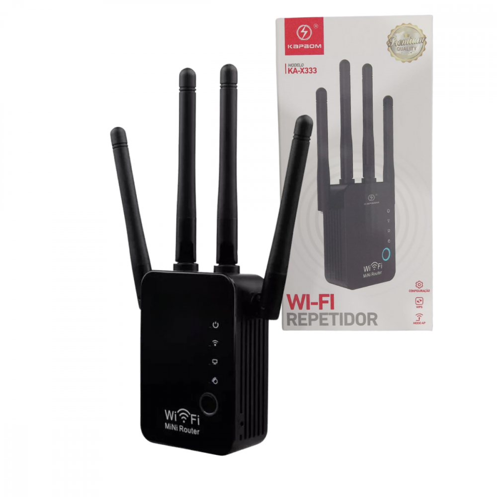 Repetidor de Sinal Wireless 2.4Ghz com 4 Antenas Kapbom KA-X333 ...