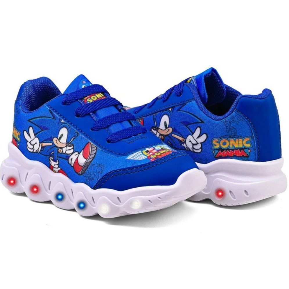Tênis Infantil Sonic Menino Com Led Pisou Piscou Super Leve e ...