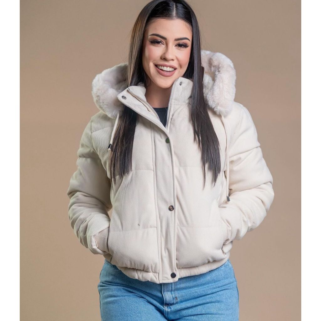 Jaqueta puffer feminina curta acinturada - BELLA DAMA | Shopee Brasil