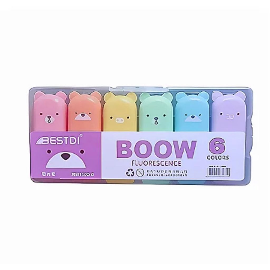 Kit Com 6 Mini Marca Texto Ursinho Boow Tons Pasteis Lindos | Shopee Brasil