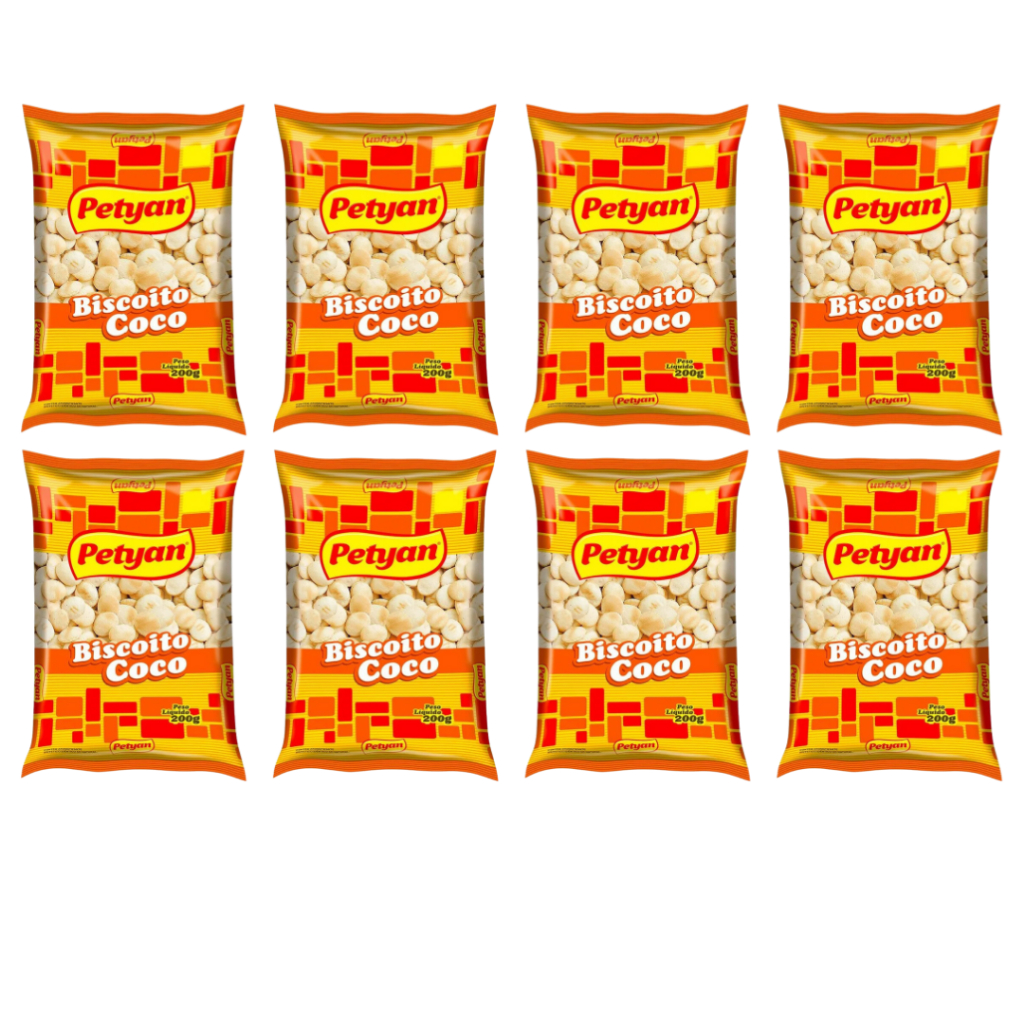 Kit c/ 8 - Biscoito de coco Pocazoi Petyan 200g | Shopee Brasil