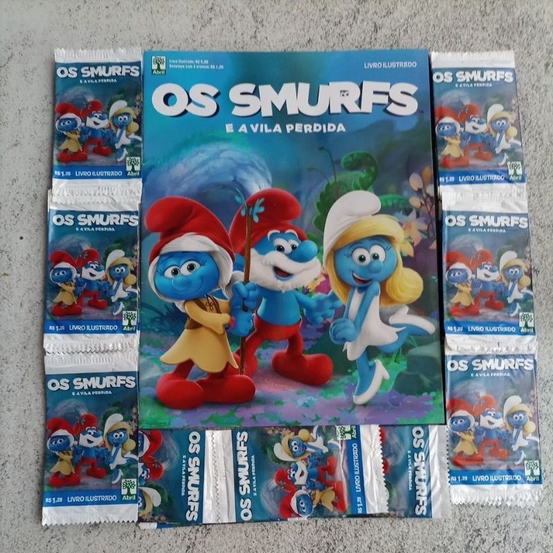 Smurfs - album com 50 pacotes de figurinhas - pacotinhos lacrados ...