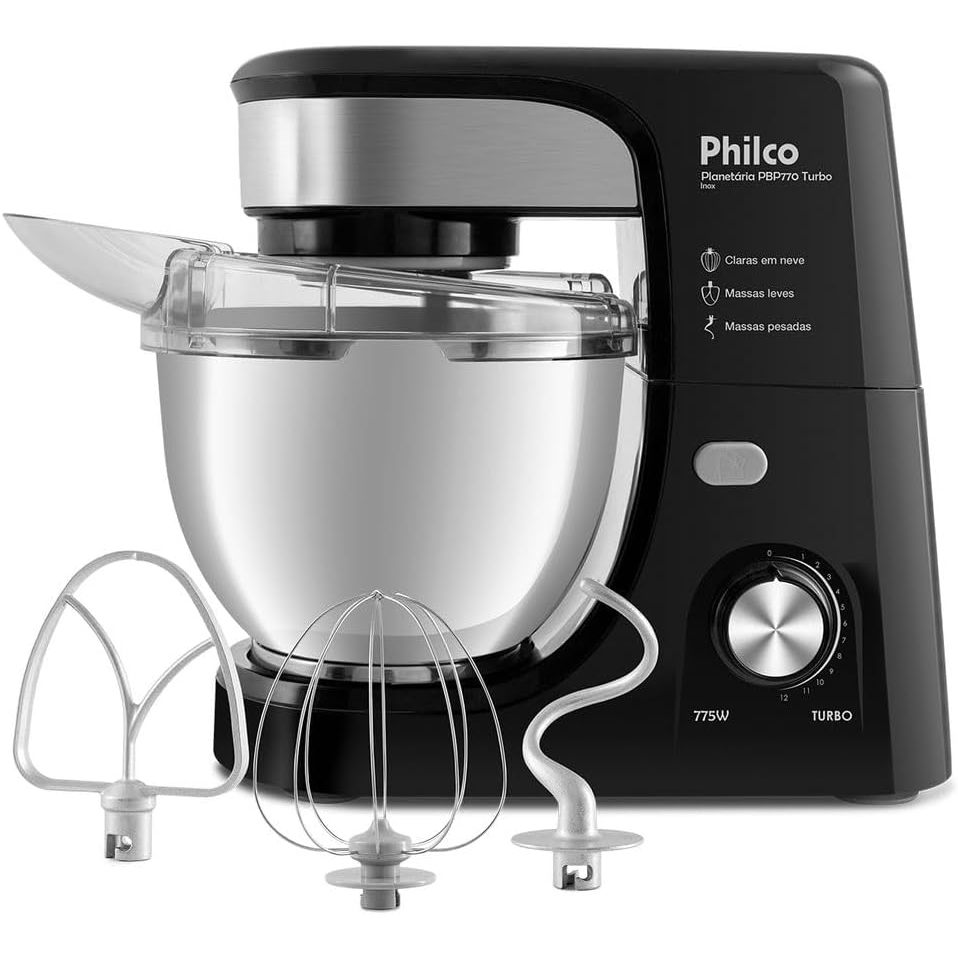 Batedeira Planetária Philco PBP770PI Turbo Inox 775W 127V | Shopee Brasil